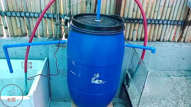 1个大桶做过滤,带动2个鱼缸,鱼友自制大型过滤桶