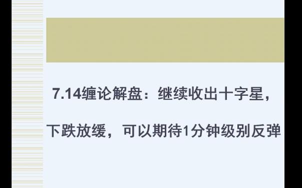 7.14缠论解盘:继续收出十字星,下跌放缓,可期待1分钟级别反弹