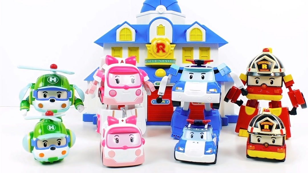 韩版变形警车珀利,直升机海利,消防车罗伊,救护车安巴玩具