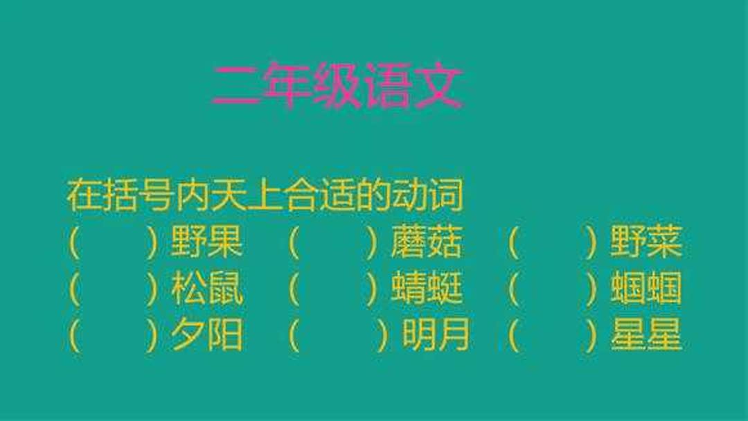 二年级语文:在括号内填上合适的动词,一不小心就写错,要多练习