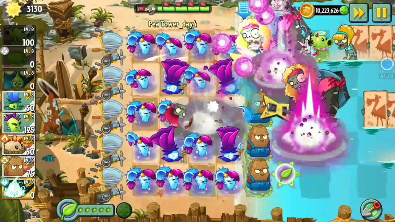 [FCE]PVZ2国际版自制关卡--豌豆之塔Part1第4关