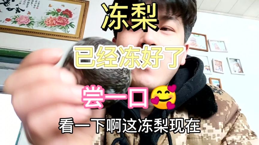 吃一口自己冻的冻梨!清爽可口#冻梨#东北天然大冰箱