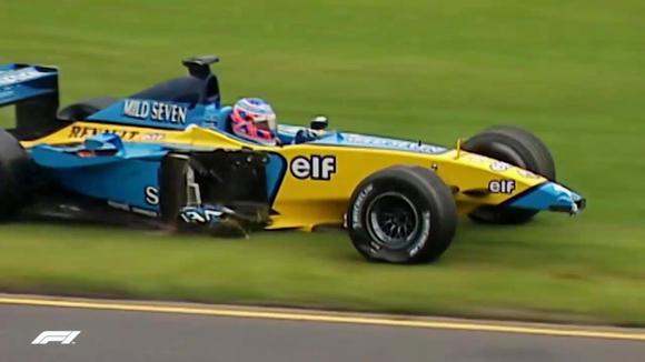 F1赛车史上最严重的撞车场面,场面几近失控,车轮满天乱飞