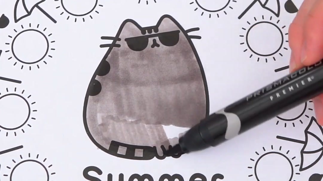 一只可爱的胖吉猫儿童卡通简笔画