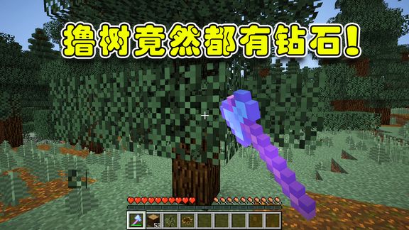 蓝少我的世界:撸树竟然可以撸出钻石?这个模组让你赢在起跑线!