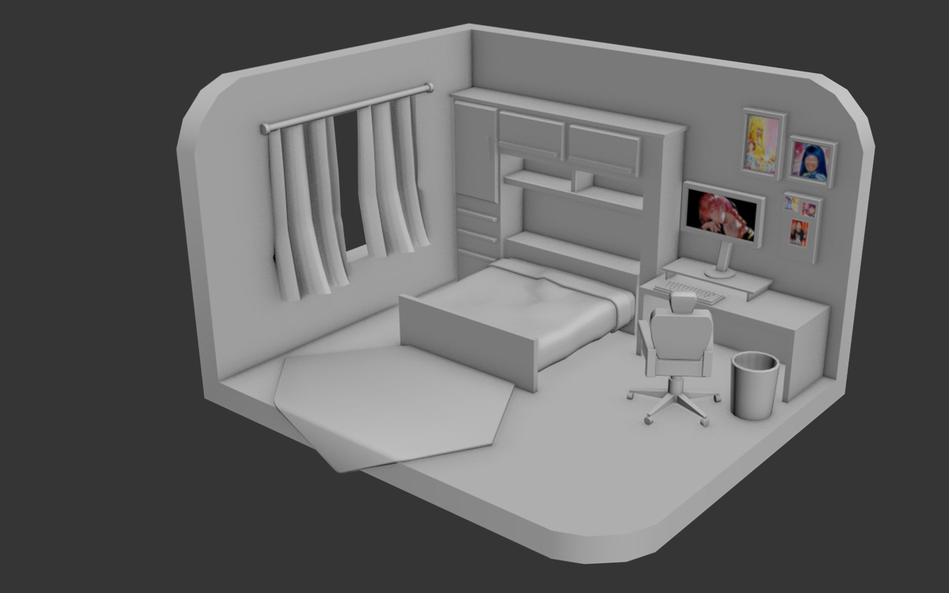 【3DMAX场景建模】温馨室内小场景模型教学,新手不可错过的基础教学