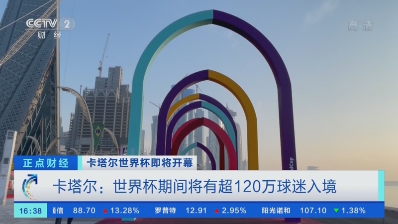 [正点财经]卡塔尔世界杯即将开幕 卡塔尔:世界杯期间将有超120万球迷...