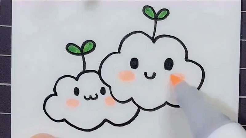 一看就会的简笔画,萌萌的云朵,小朋友也可以画