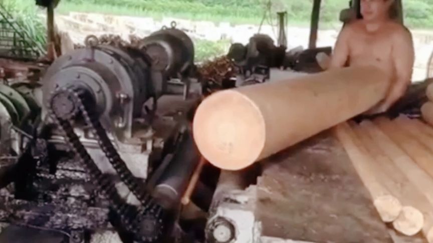 好实用的原木刨片机!