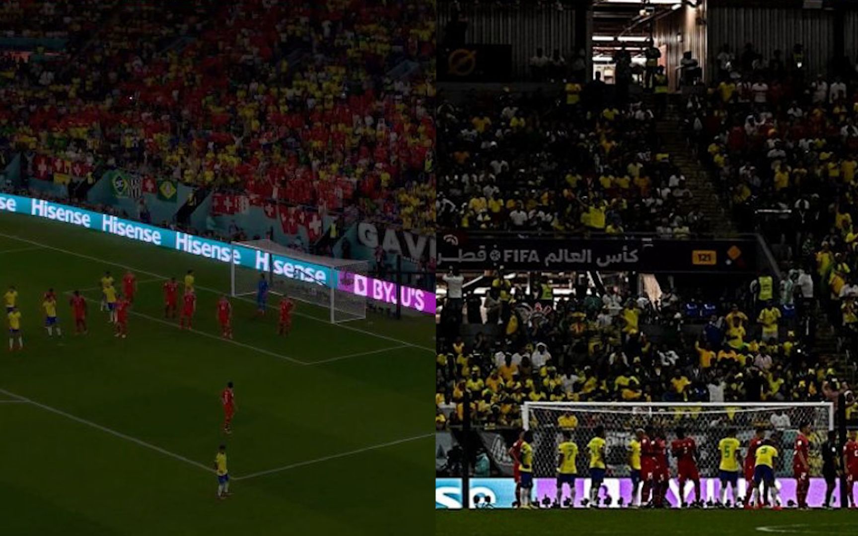 谁把灯关了?卡塔尔世界杯巴西对阵瑞士比赛中,球场灯光出现问题