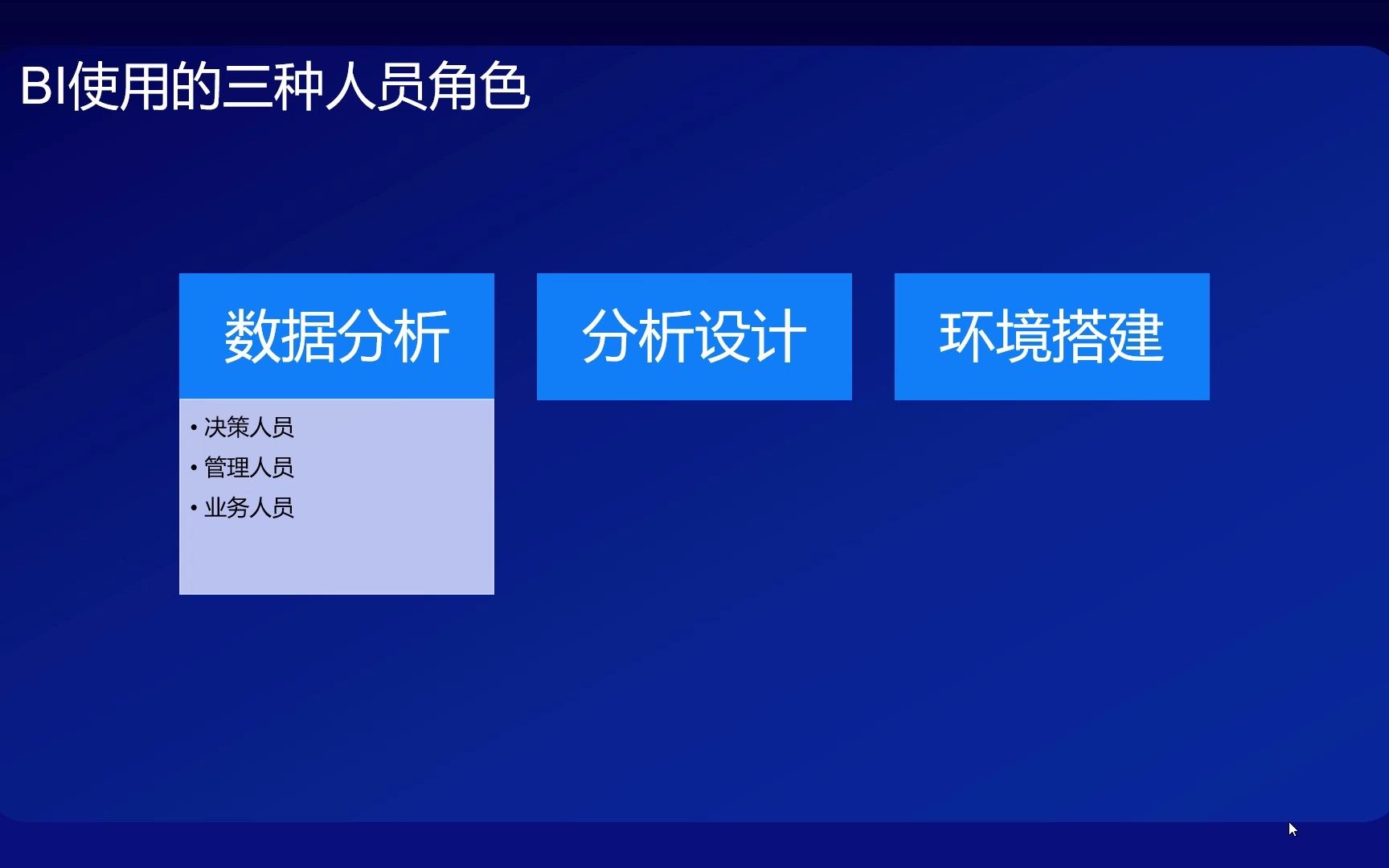 2.3、BI商业智能的三种主要人员角色