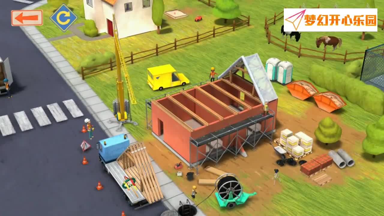 宝宝认建筑工地,吊车和建筑师盖房子游戏