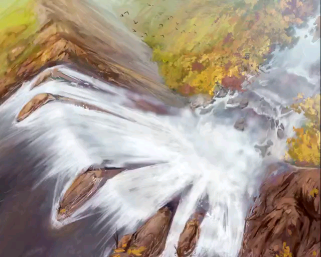 loopflow 插件(瀑布流动),石头单独扣出来盖在第一层,配合上热流插件(...