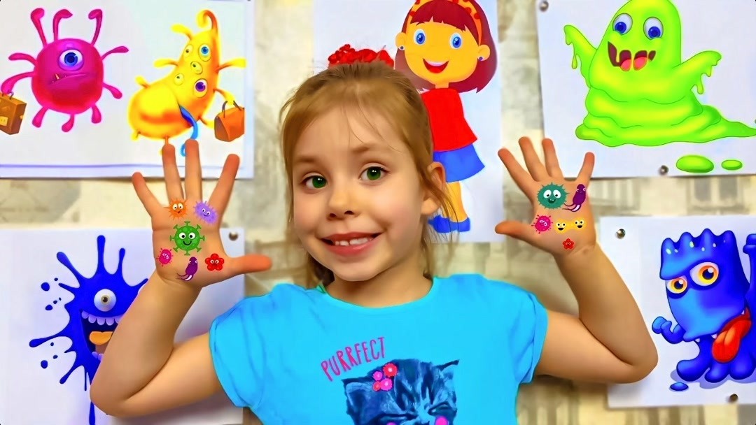 儿童益智动画:诺拉和细菌的故事,认识颜色,水果和蔬菜!