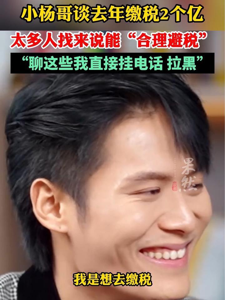 小杨哥谈去年缴税2个亿:太多人找来说能"合理避税","聊这些我直接挂...
