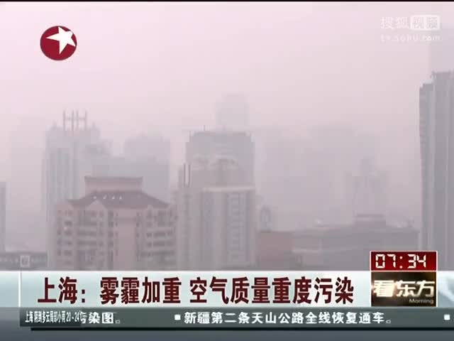 上海:雾霾加重 空气质量重度污染