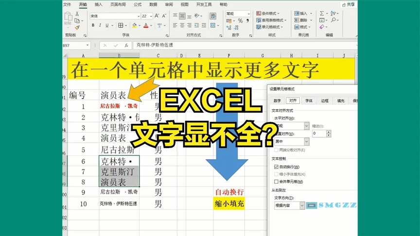 excel表格中,怎么办在一个单元格中显示更多文字?