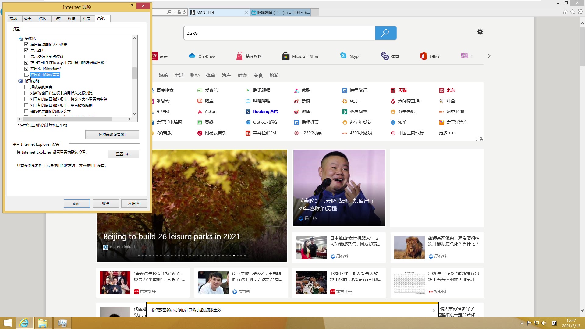 IE11浏览器如何取消在网页中播放声音