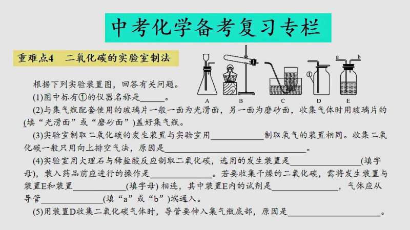 中考化学复习,专题2碳的氧化物,实验室制取CO2,实验考细节!