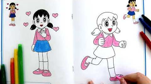 儿童简笔画:机器猫静香画画