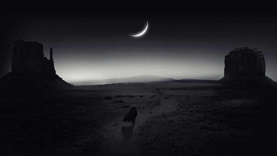 PS夜晚独行的女剑客创意合成