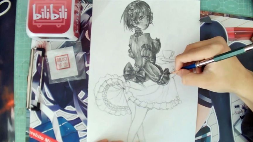 铅笔手绘 气质蕾姆!如果真爱有颜色一定是蓝色!