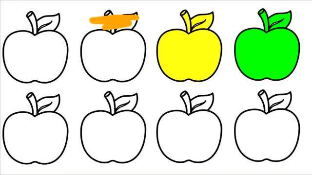 简笔画:宝贝学画画给苹果涂颜色