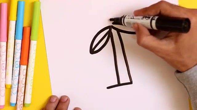 亲子简笔画:数字一变出棕榈树