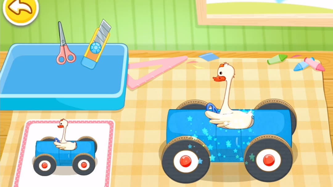 宝宝手工变废为宝,用纸箱子做小汽车