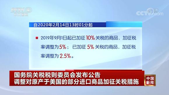 国务院公告:调整对原产于美国的部分进口商品加征关税措施