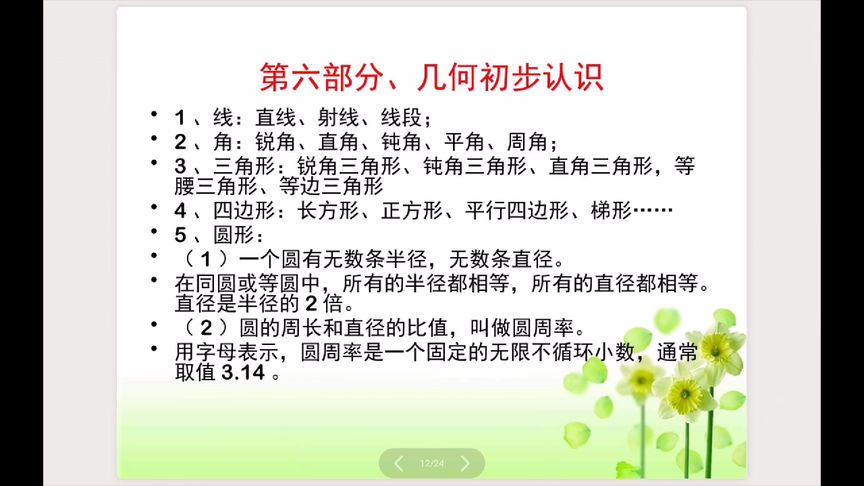 小学数学总复习《满分篇6》 几何图形的重点总结归纳