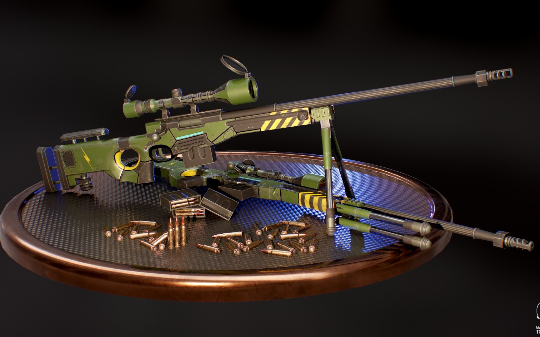 【3DMAX枪械建模】16倍镜+狙击枪-经典枪械小手办建模,次世代枪械...