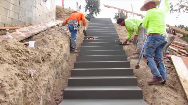 看看国外是如何铺混凝土楼梯的,这技术不服不行