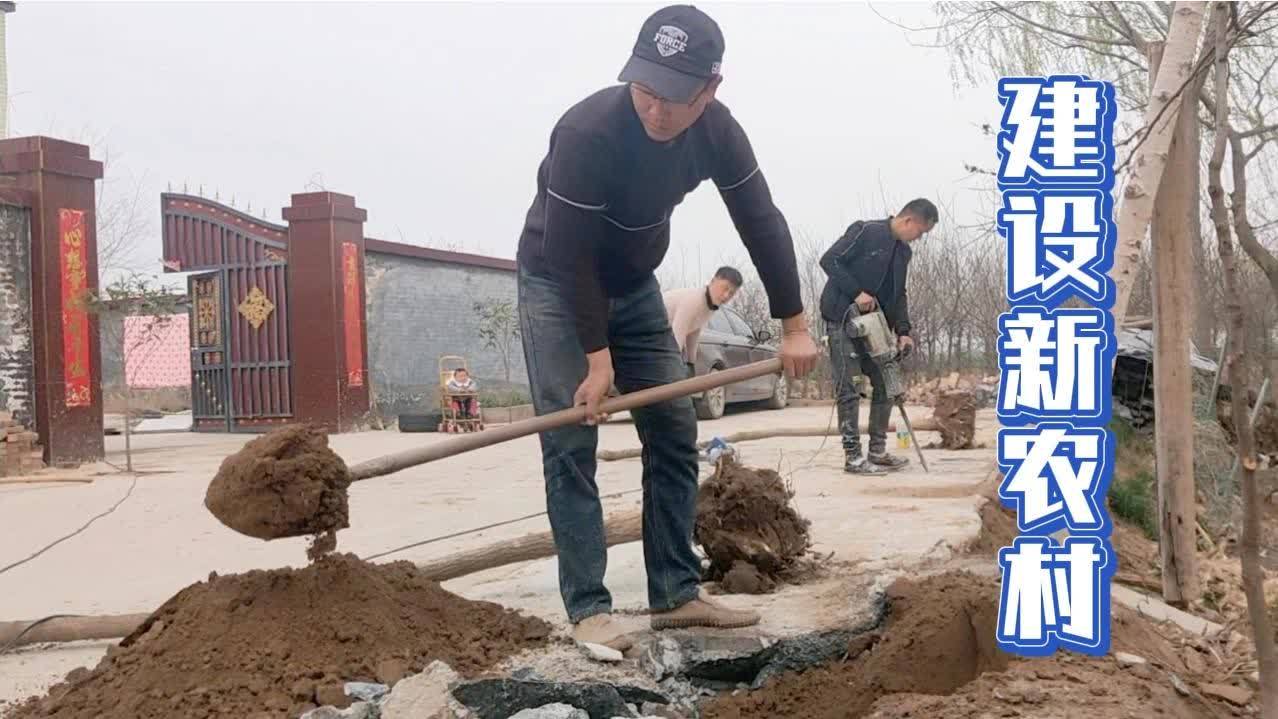 李欣家门口搞园林绿化,老谢家施工队忙不停,打造最美乡村街道!