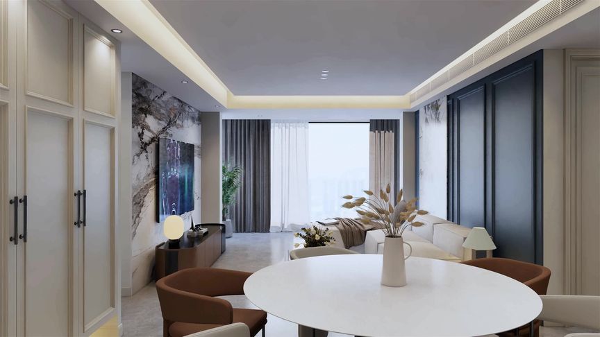 现代美式客餐厅 动画效果漫游渲染表现#室内效果图 #装修