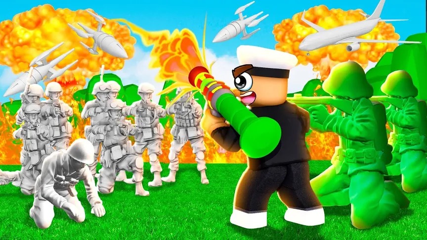 Roblox玩具士兵模拟器:建造独特堡垒,绿色士兵塑料战争!