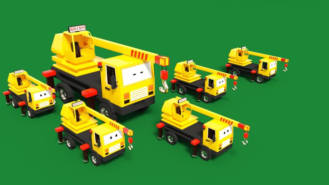 彩色的糖果里藏着各种工程车,认识数字,工程车动画片