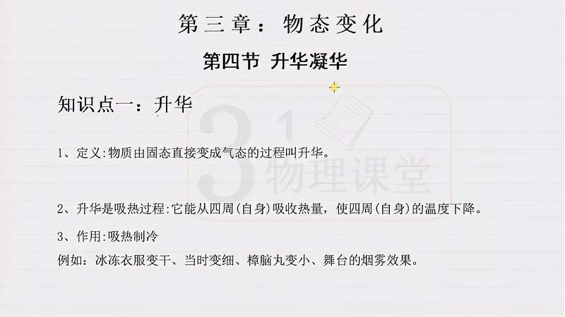 八年级物理系统课程:第37讲,升华与凝华