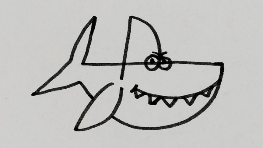 你知道这条凶猛的鲨鱼是用哪个数字画出来的吗?