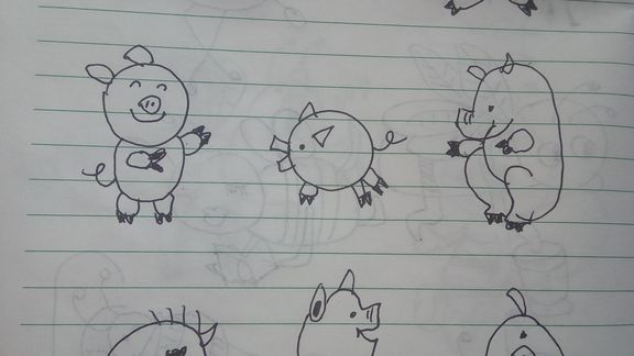 简笔画|宝贝猪你元旦快乐,猪猪们来了