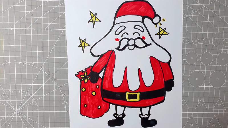 用手掌画个圣诞老人简笔画,家长可以带着孩子画起来了