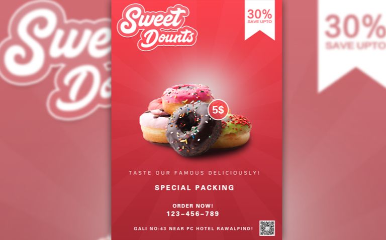 PS简单快速美食甜甜圈促销海报设计