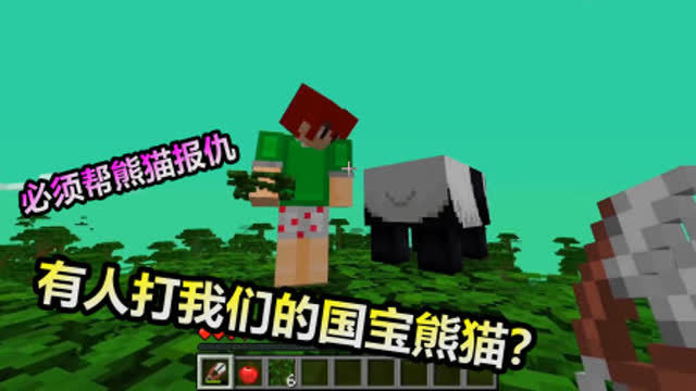 MC我的世界:有人敢打我们的国宝大熊猫?小熊要为大熊猫报仇了