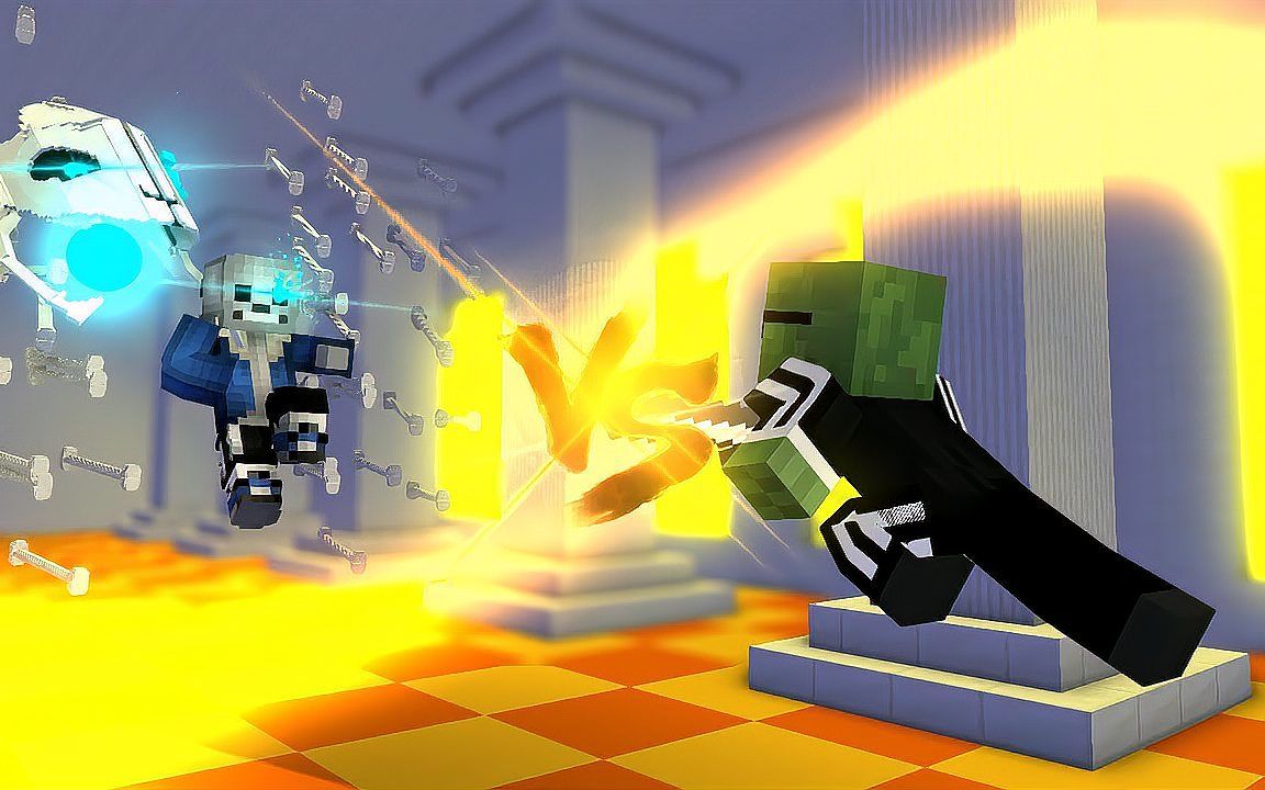 我的世界MC动画:Sans大战him与怪物学校,谁能获胜?