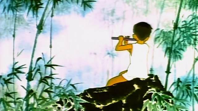1963经典水墨动画片《牧笛》原声插曲,悠扬的笛声,唯美的山水!