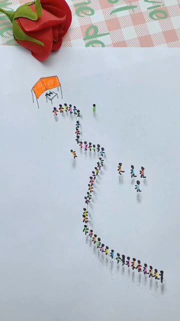 排对做核酸的立体小人简笔画,你学会了吗?