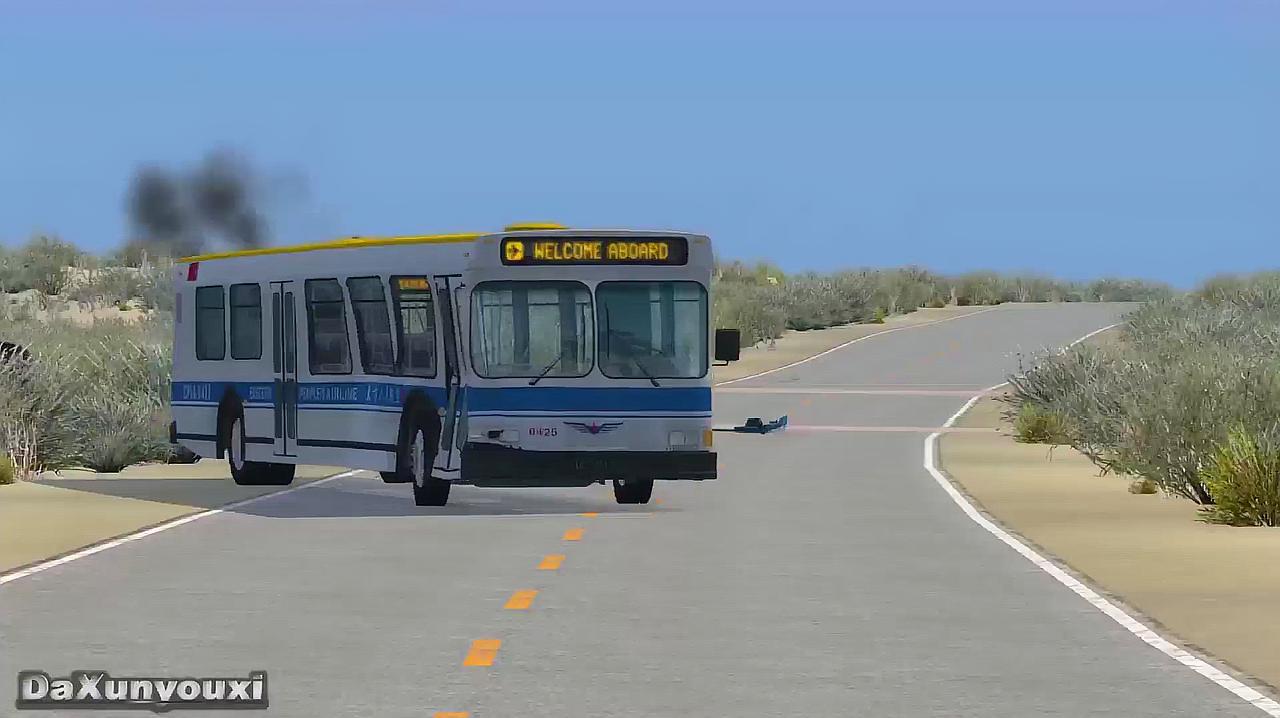 车祸模拟器:车辆行驶的路口失控了,与公交车发生碰撞