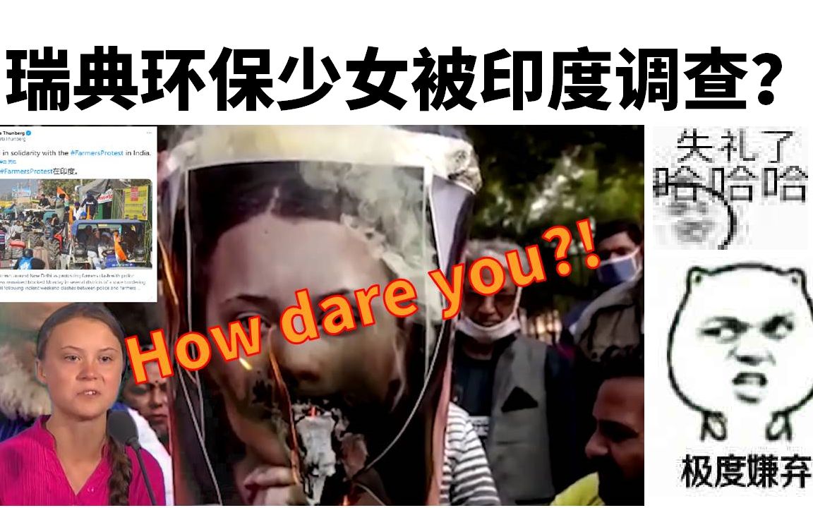 环保少女声援印度农民起义,却被烧毁画像并遭立案调查,网友:孩子回去...