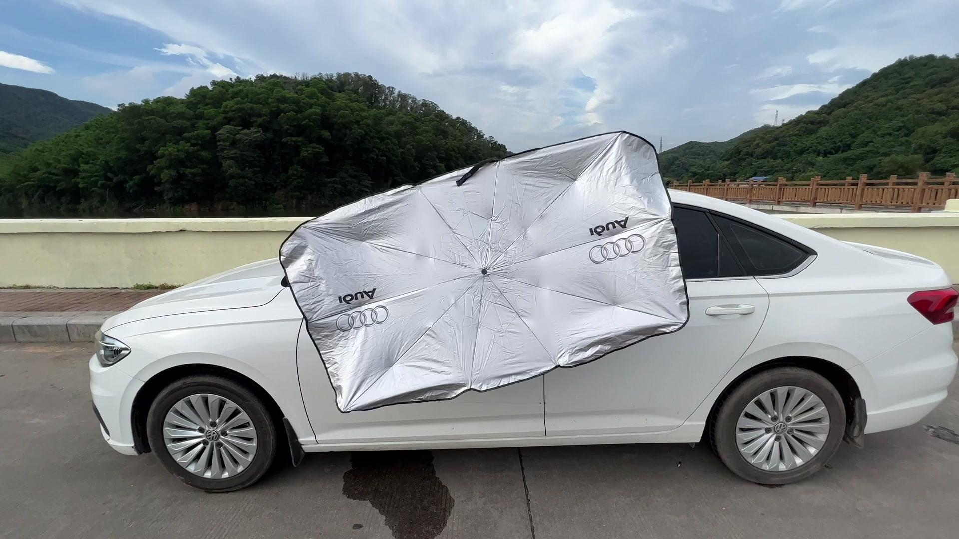 夏天阻挡高温强光的汽车遮阳伞,收纳方便