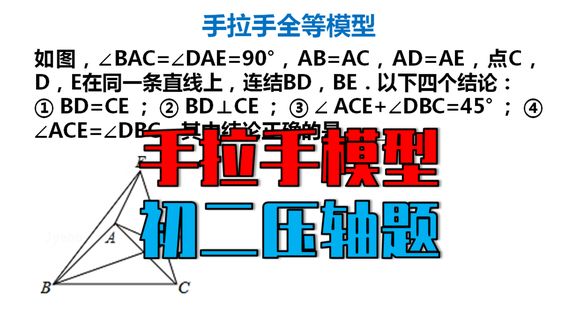 158、八上数学,手拉手全等模型,压轴题,期末考试